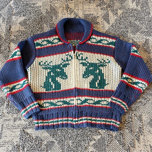 Unbranded | Sweaters | Western Design Indian Eagle Deer Cowichan Knit ...